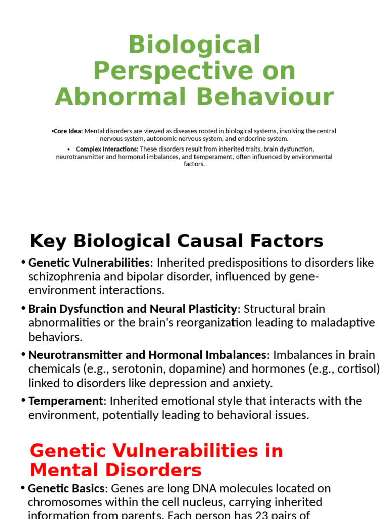 Biological Perspective on Abnormal Behavior | PDF | Neurotransmitter ...