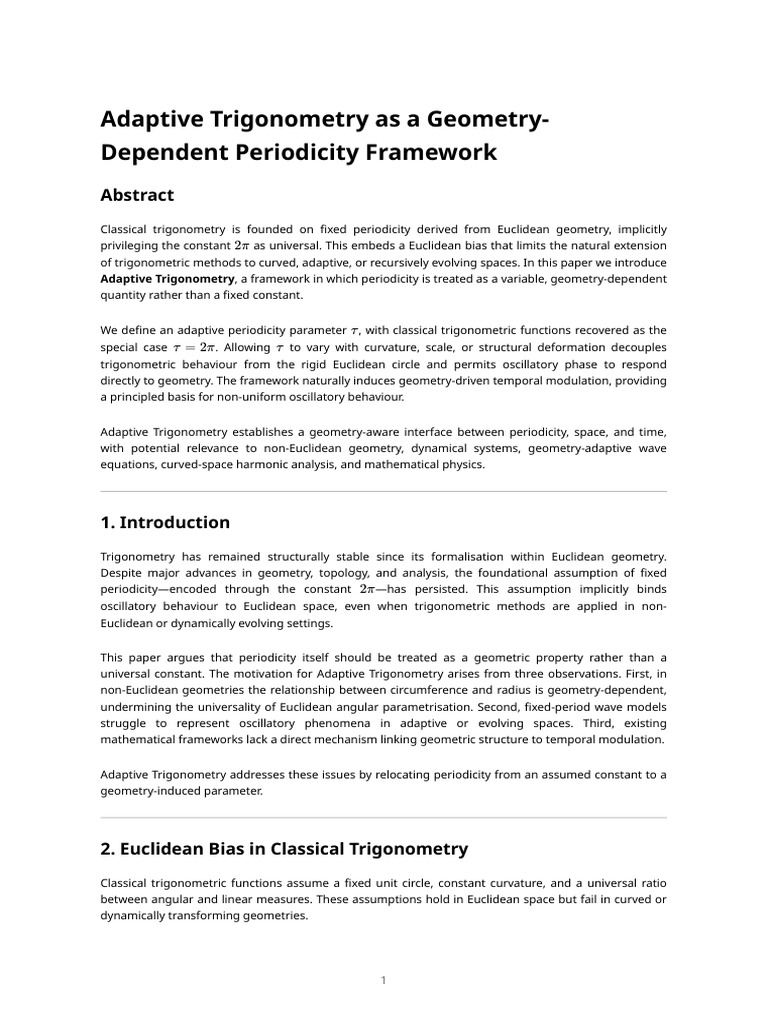 Adaptive Trigonometry as a Geometry-Dependent Periodicity Framework ...
