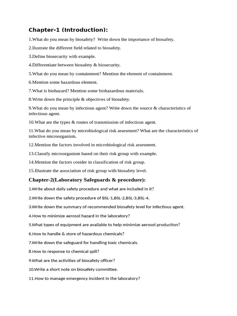 Shilon Biosafety Question BT 4105 | PDF | Labor Relations | Workplace