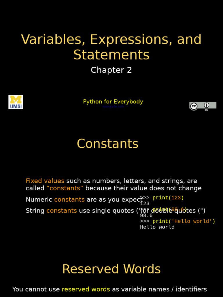 Pythonlearn 02 Expressions | PDF | Variable (Computer Science) | String ...