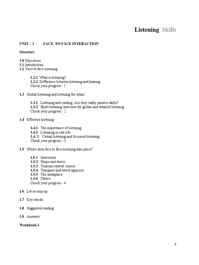 Listening Skills Pdf Conversation Tourism