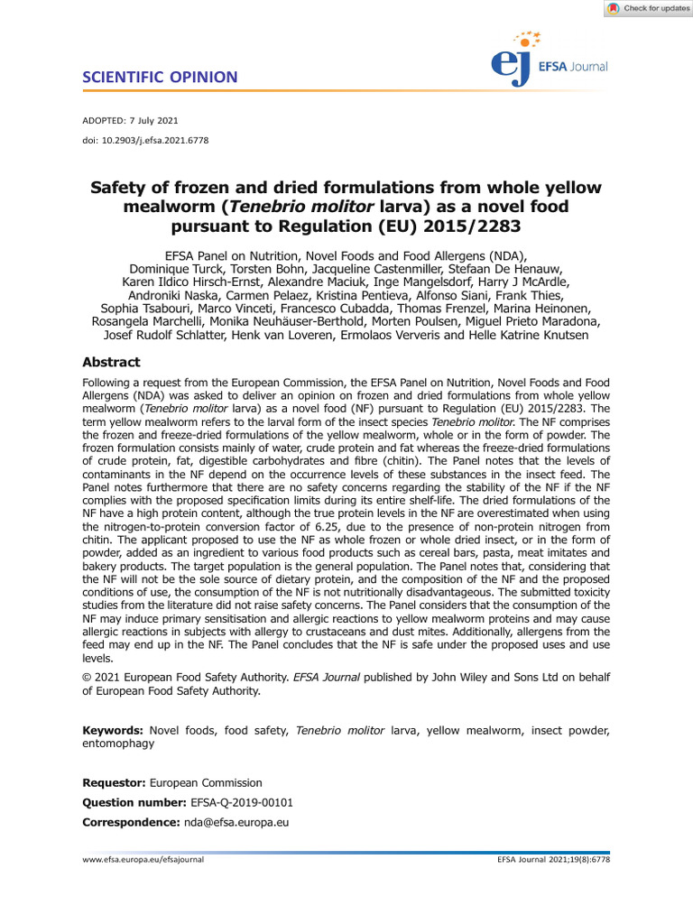 EFSA Journal - 2021 - - Safety of frozen and dried formulations from ...