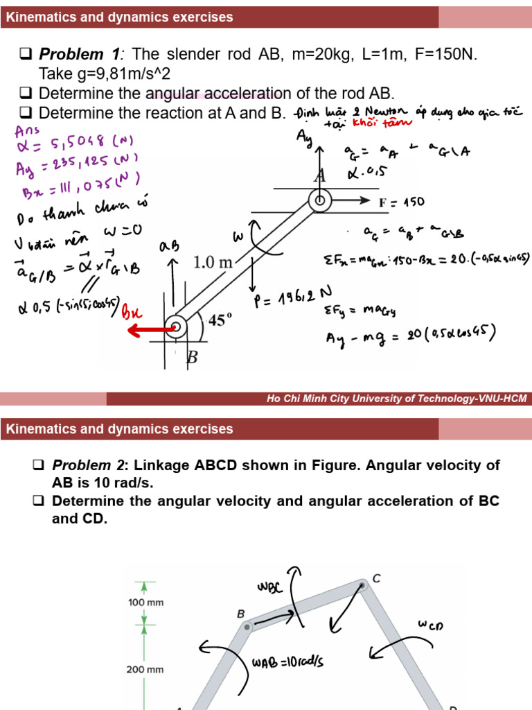 Kinematics and Dynamics Problem Set | PDF | Mechanical Engineering ...