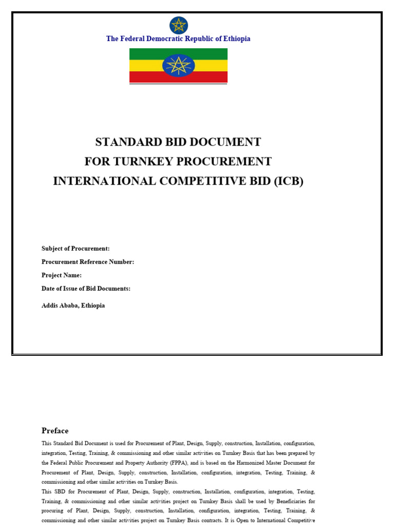 Ethiopia Turnkey Procurement Bid Document | PDF | Joint Venture ...