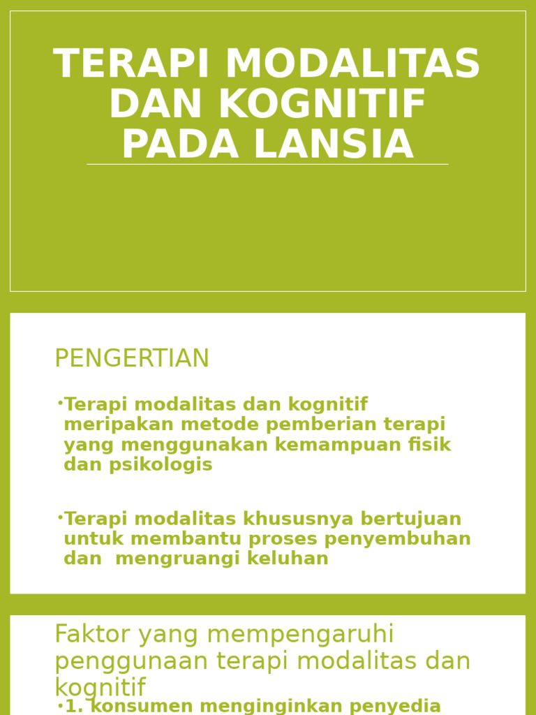Terapi Modalitas dan Kognitif Lansia | PDF
