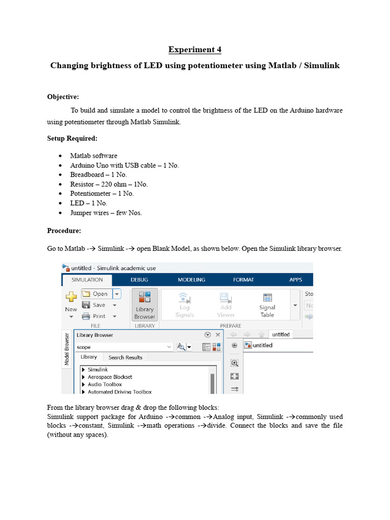 Ex4 - Changing Brightness of LED Using Potentiometer Using Matlab ...