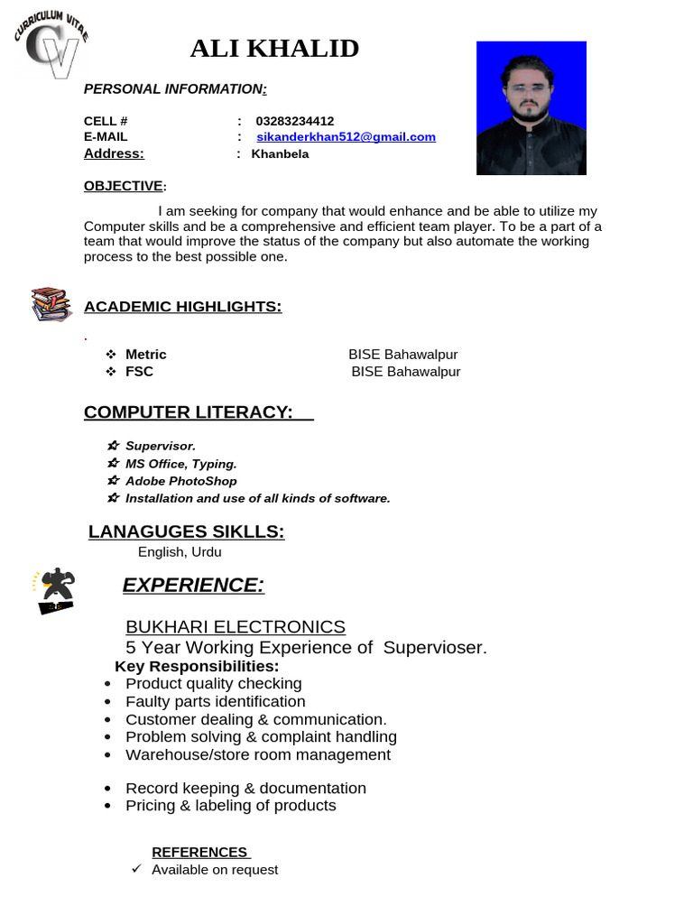 Ali Khalid's Professional Profile | PDF