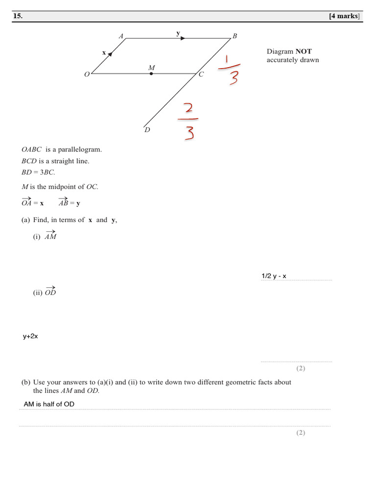 Vectors Gcse 9 1 Practice Questions 30300 | PDF | Euclidean Geometry ...