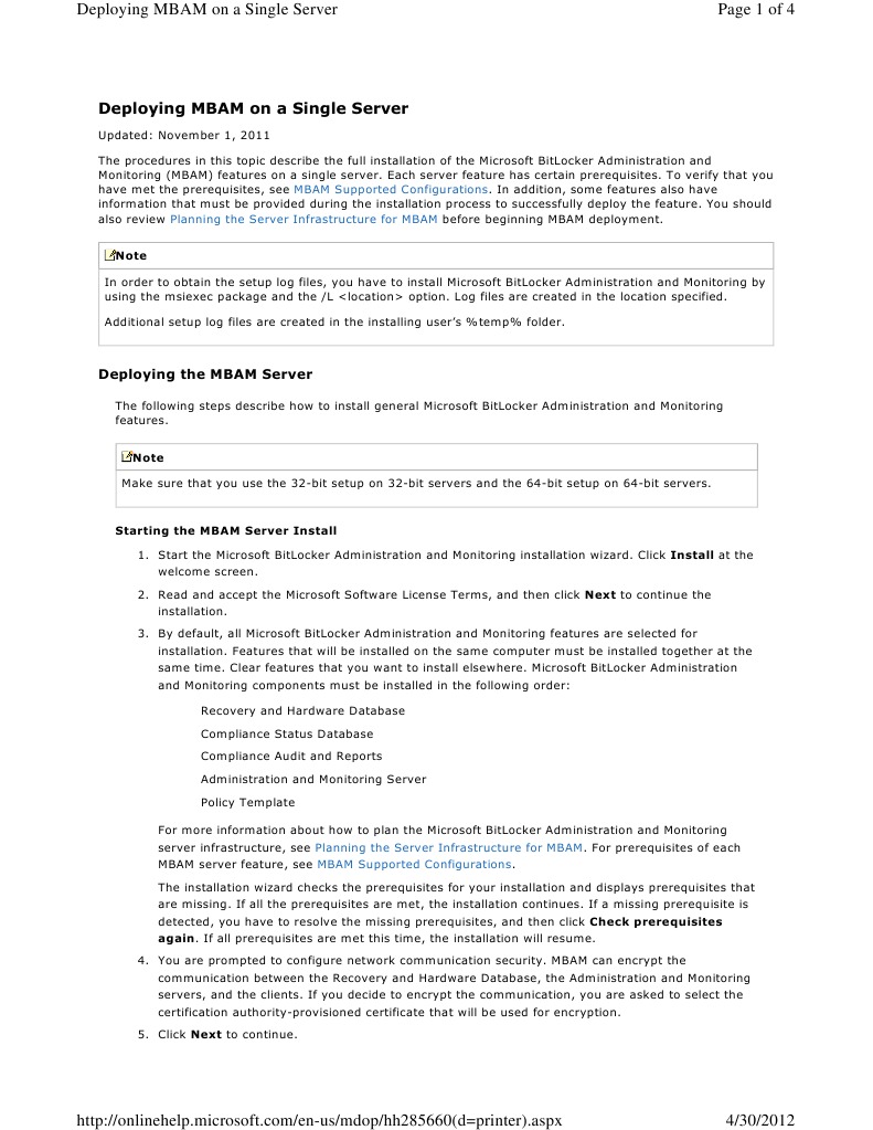 Deploying MBAM On A Single Server | PDF | Installation (Computer ...