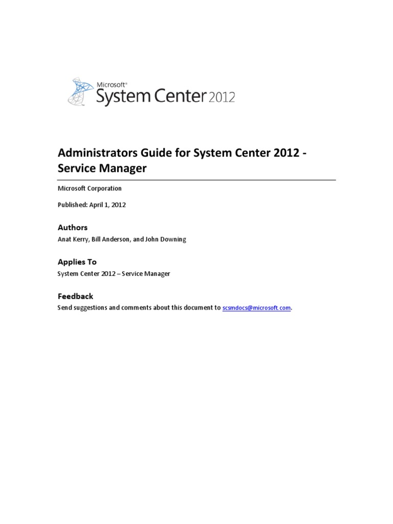 SC2012 ServiceMgr Administrator | PDF | Active Directory | Databases