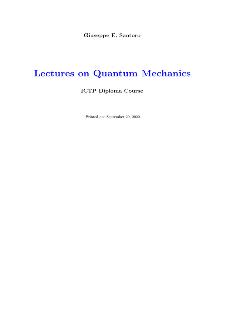 Advanced Quantum Mechanics Lectures | PDF | Electron | Emission Spectrum