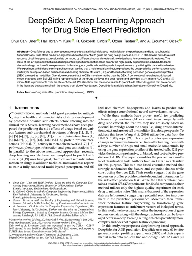 DeepSide a Deep Learning Approach for Drug Side Effect Prediction | PDF ...