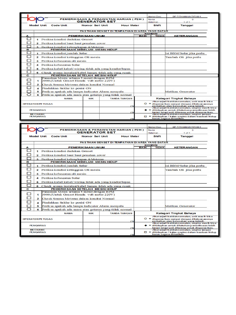 p2h Genset | PDF