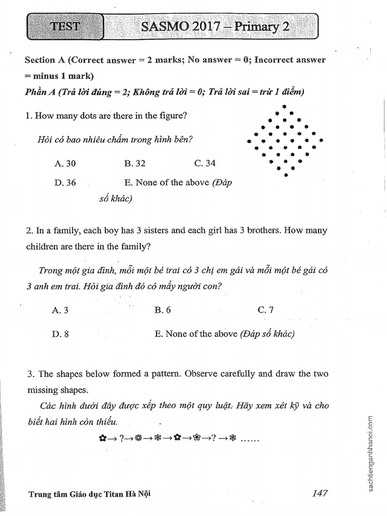 SASMO 2017 Primary 2 | PDF