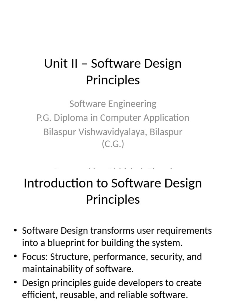 Unit2 Software Design Principles Abhishek Tiwari | PDF | System ...