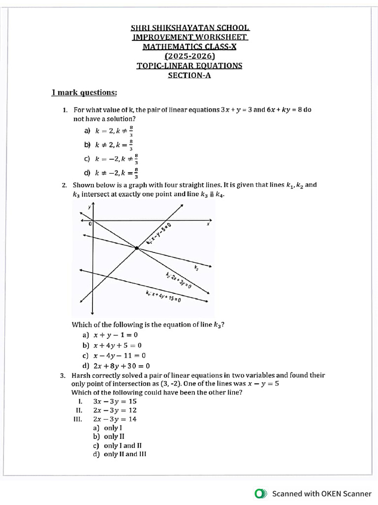 Linear Equations 10th 2025-26 | PDF