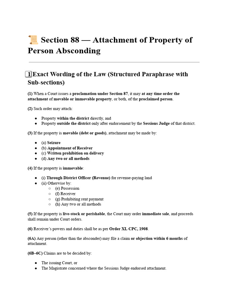 Section 88 Attachment of Property of Person Absconding | PDF | Property ...