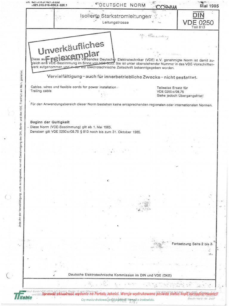 Din Vde 0250-813 1985 | PDF