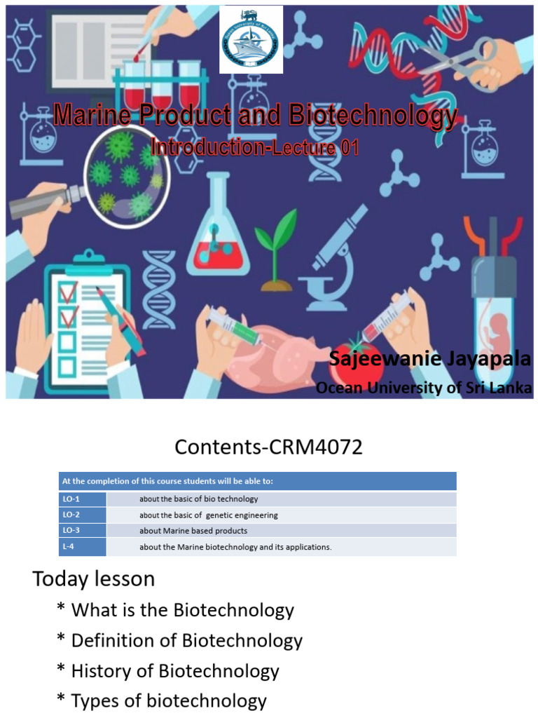 Marine Biotechnology-Lecture 1 22-01-20 | PDF | Biotechnology ...