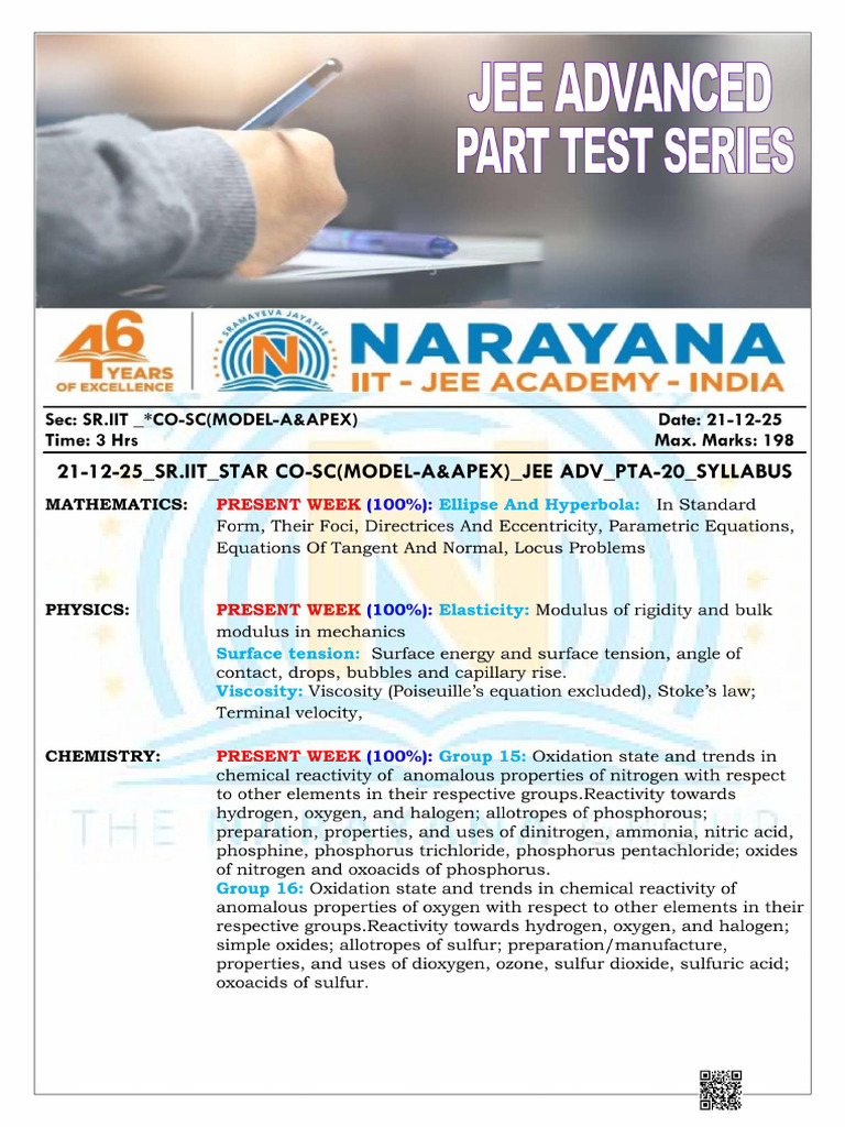 21-12-25 Sr.iit Star Co-sc(Model-A&Apex) Jee Adv 2020(P-i) Pta-20 Qp | PDF