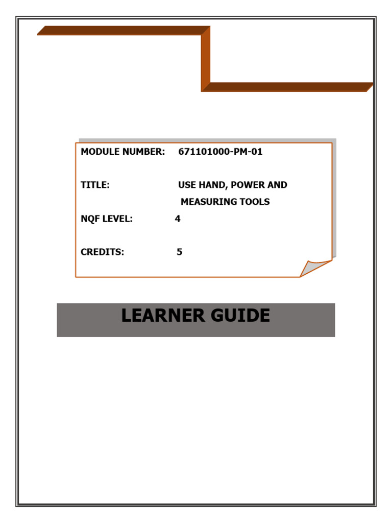 Use Hand, Power and Measuring Tools | PDF | Screw | Learning