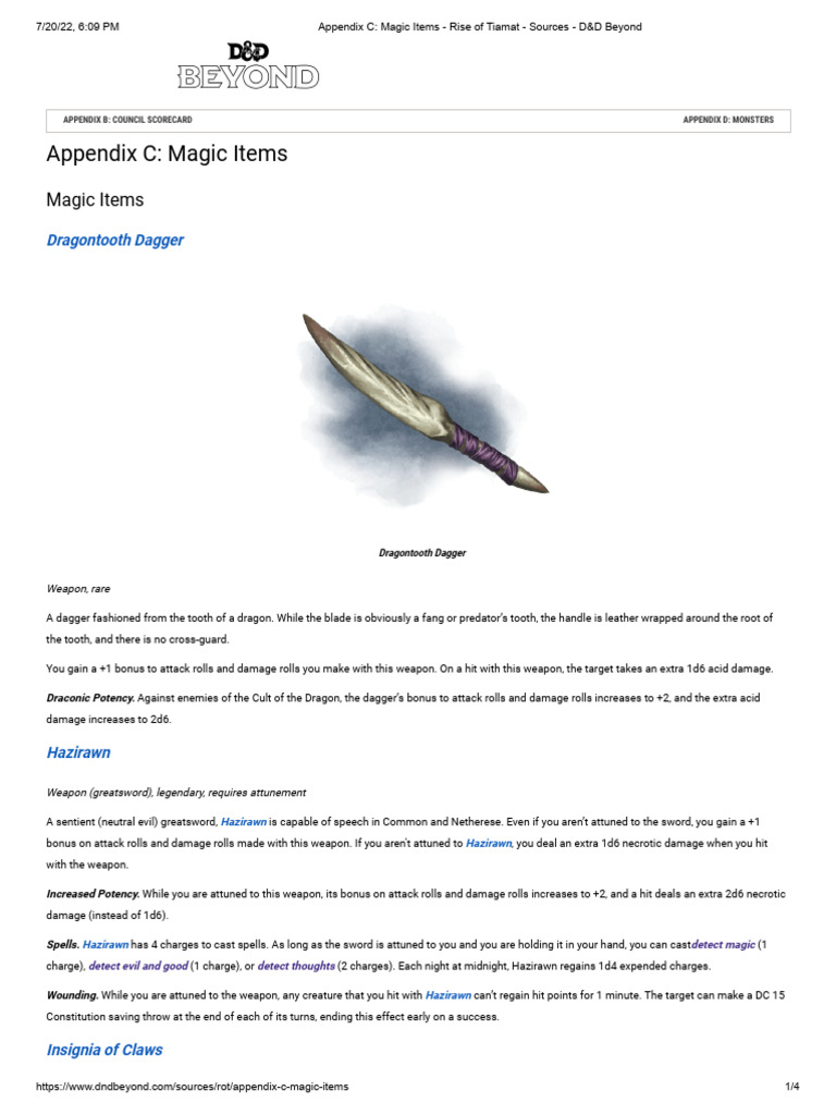 Rise of Tiamat Magic Items Guide | PDF | Dungeons & Dragons | D20 System