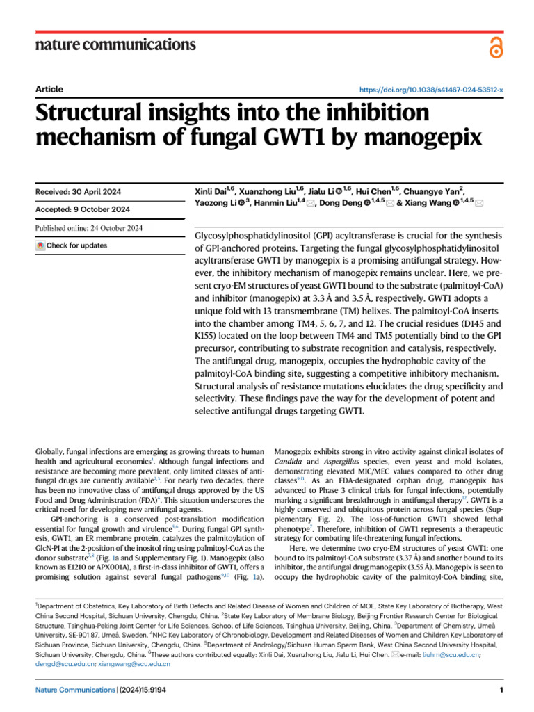 Gwt1 Structure | PDF | Proteins | Enzyme Inhibitor