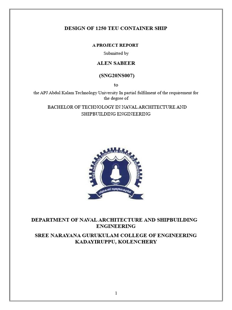 Design of 1250 TEU Container Ship | PDF | Containerization | Ships