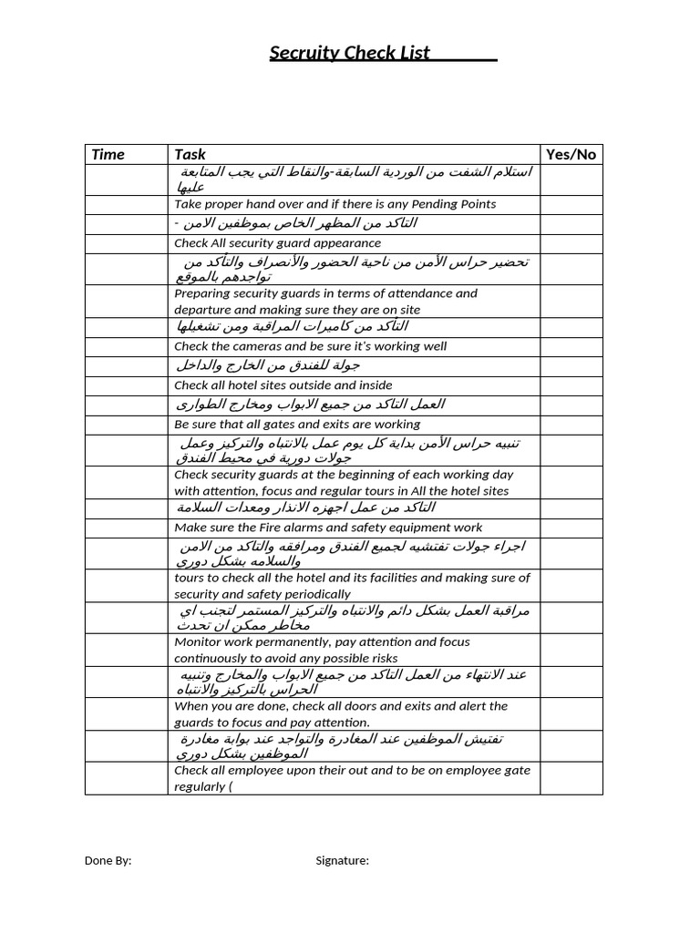 The Daily Tasks of the Security and Safety Officer | PDF