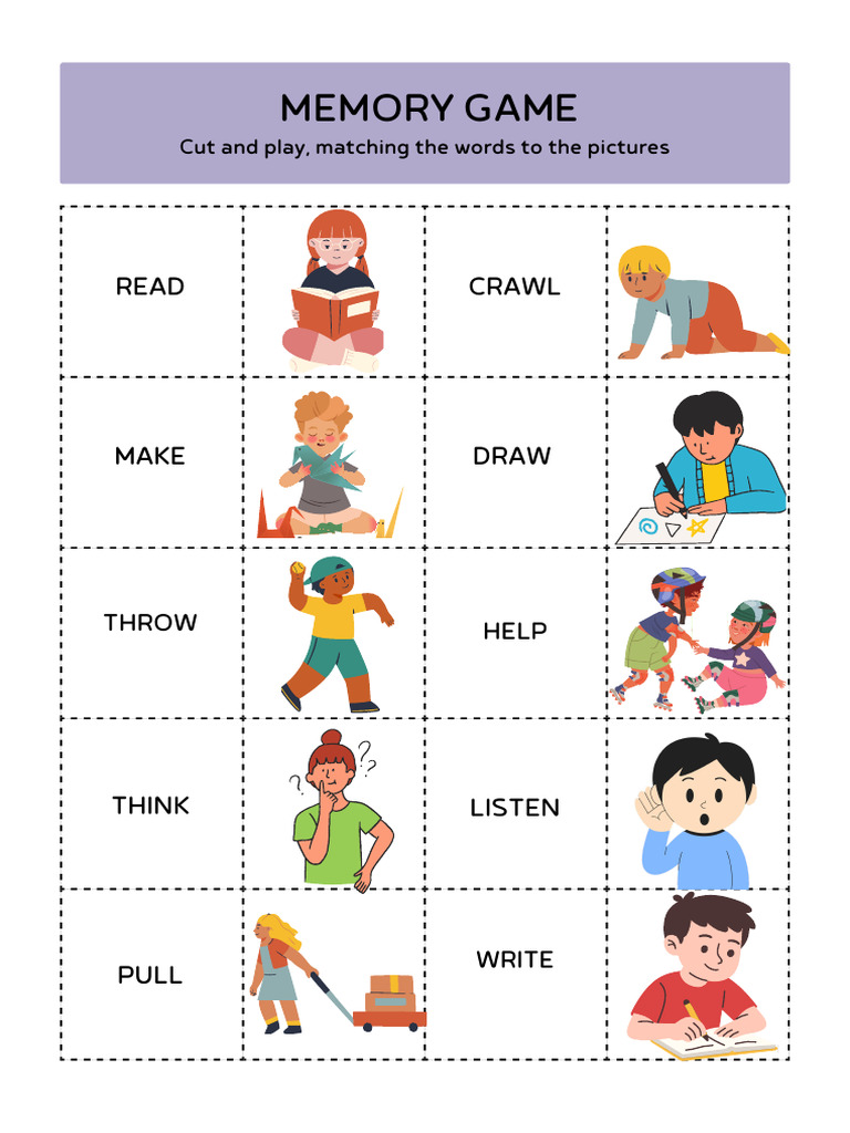 Memory Game: Match Words to Pictures | PDF