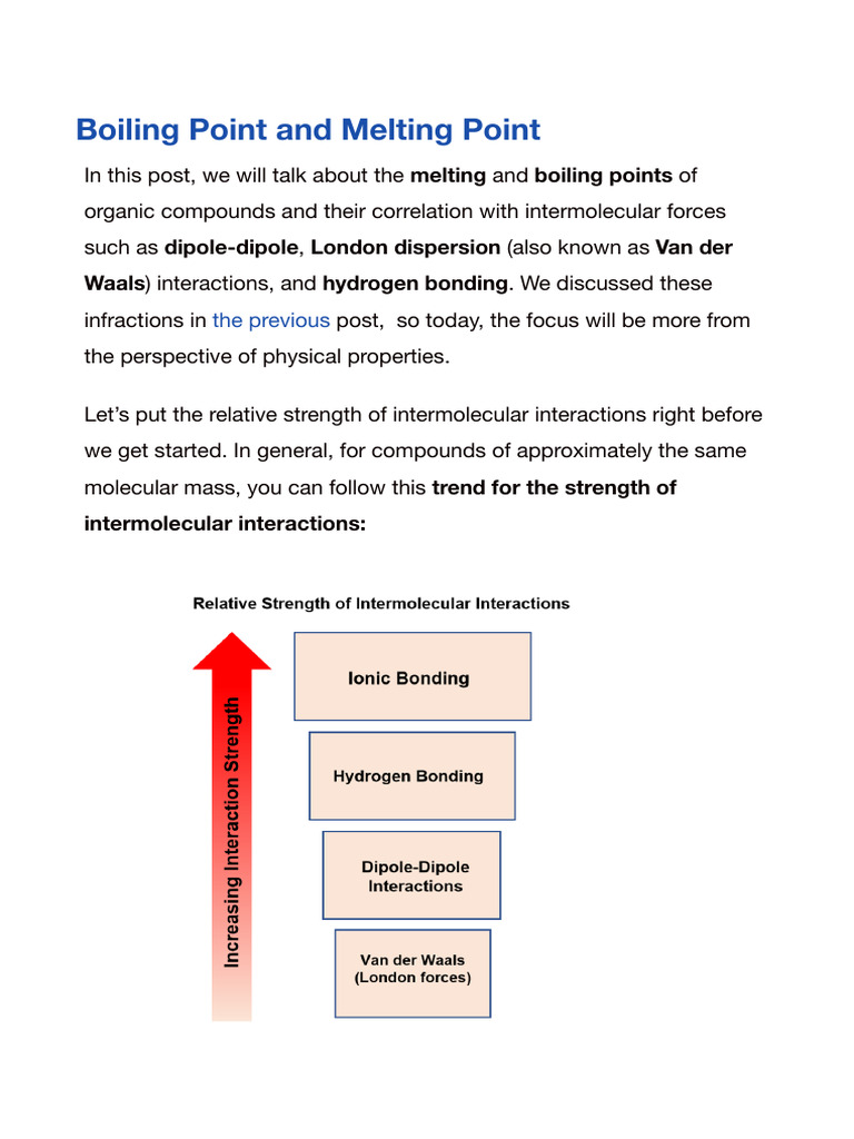 Boiling and Melting Points Explained | PDF | Intermolecular Force ...