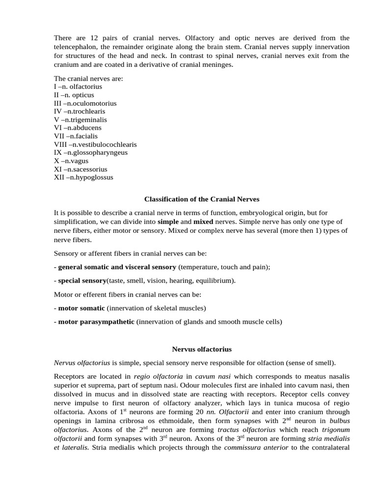 6 Pns (Cranial Nerves, Plexus) | PDF | Esophagus | Vagus Nerve
