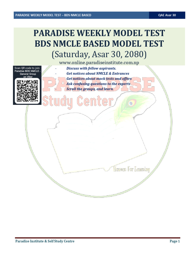 BDS NMCLE Model Test Questions | PDF | Cardiopulmonary Resuscitation ...