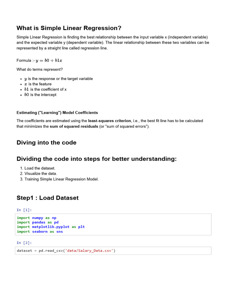 01 Simple Linear Regression | PDF | Errors And Residuals | Dependent ...