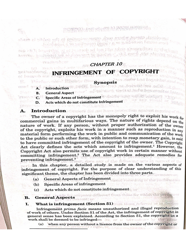 IPR ( infringement of copyright ) Sem 9th for Law Students | PDF