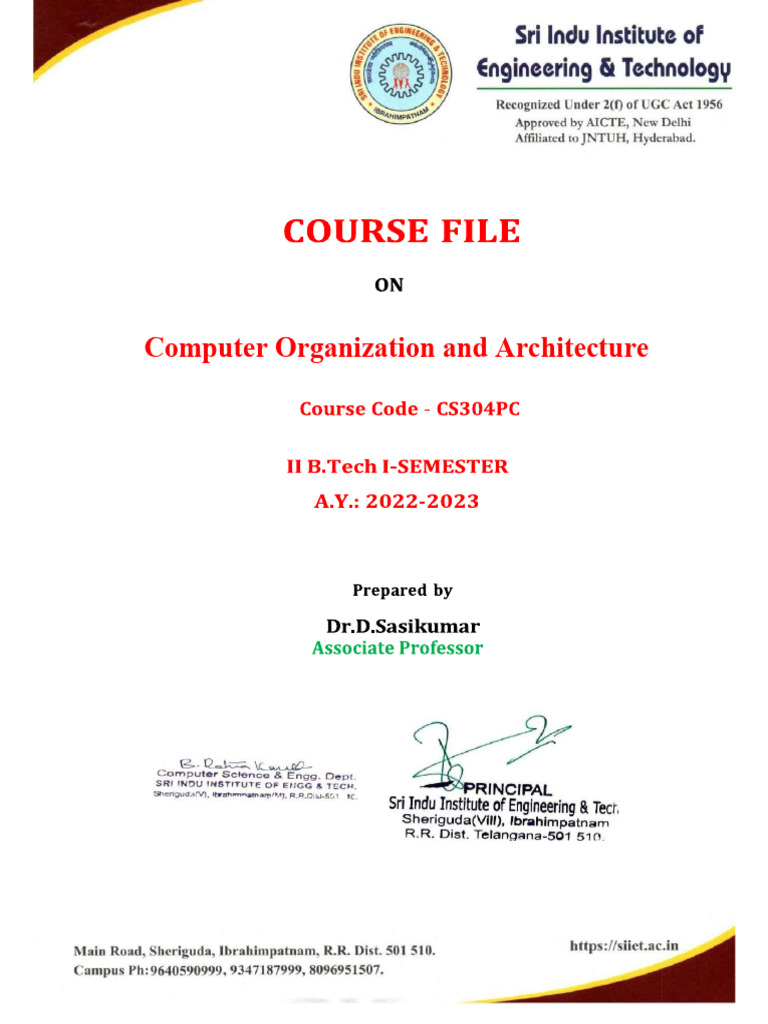 Coa Course | PDF | Central Processing Unit | Engineering