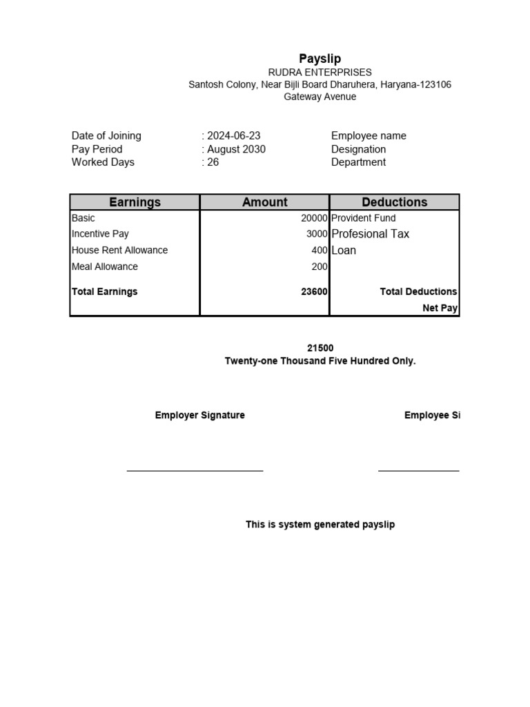 Paysliper Template Grid1 | PDF