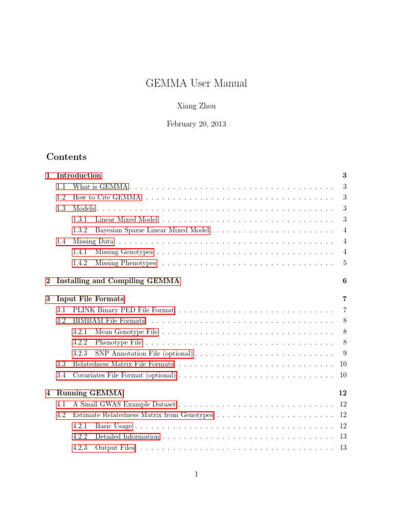 GEMMAmanual | PDF | Single Nucleotide Polymorphism | Genotype
