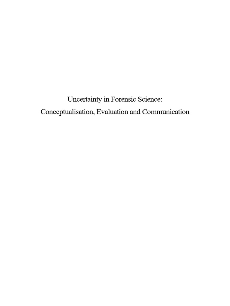Forensic Science Uncertainty Toolkit | PDF | Science | Forensic Science