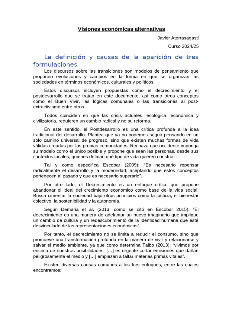 Visiones económicas alternativas | PDF | Educación en artes liberales ...