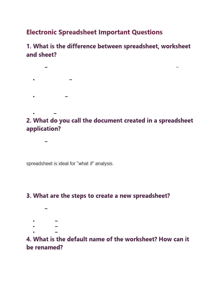 Essential Spreadsheet FAQs and Guide | PDF | Spreadsheet | Worksheet