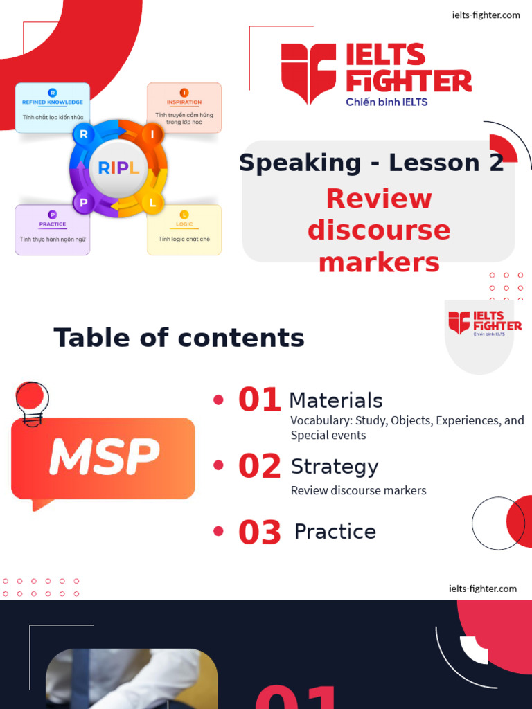 [Fighter 6] Speaking - Lesson 2. Review Discourse Markers | PDF