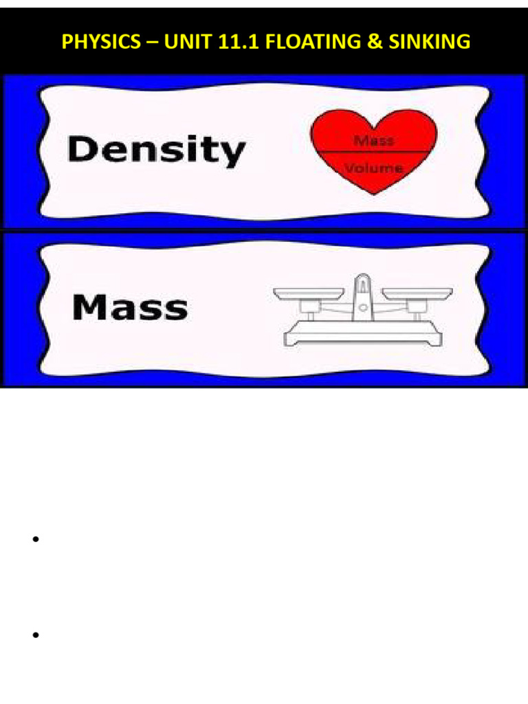Unit 11.1 Floating & Sinking | PDF | Density | Volume