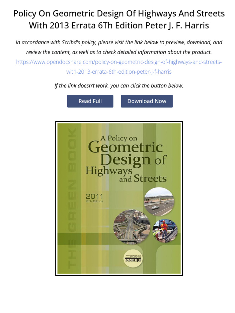 Policy on Geometric Design of Highways and Streets with 2013 Errata 6th ...