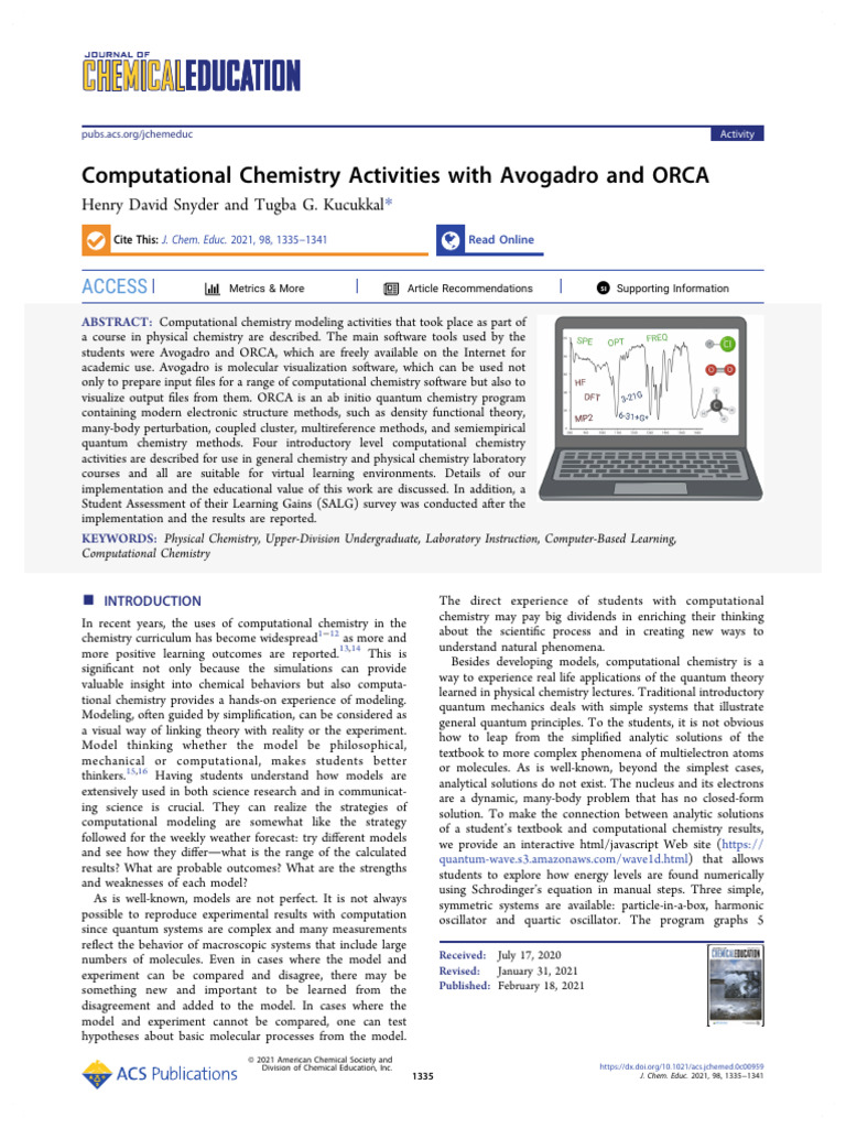 Computational Chemistry Activities With Avogadro and Orca | PDF ...