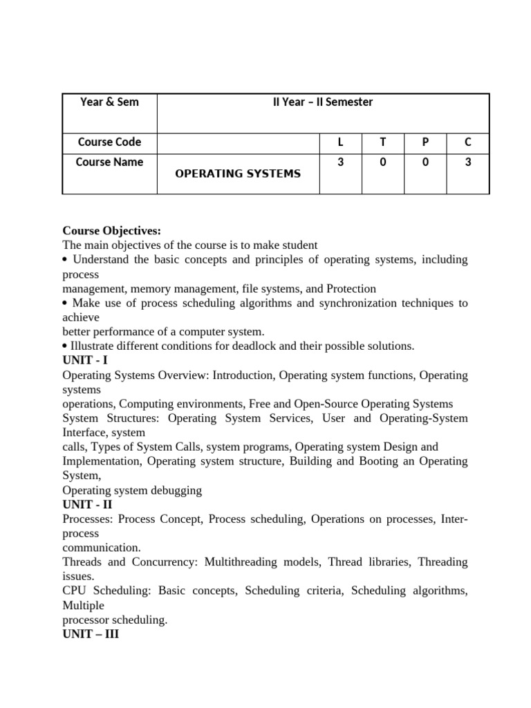 os syllabus | PDF | Operating System | Process (Computing)