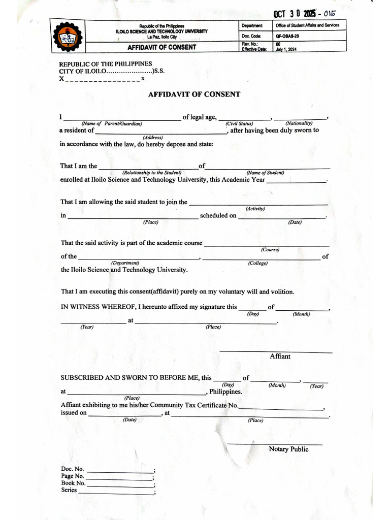 Affidavit of Consent | PDF