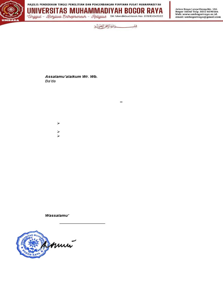 Edaran UTS Ganjil 2025/2026 UMBR | PDF