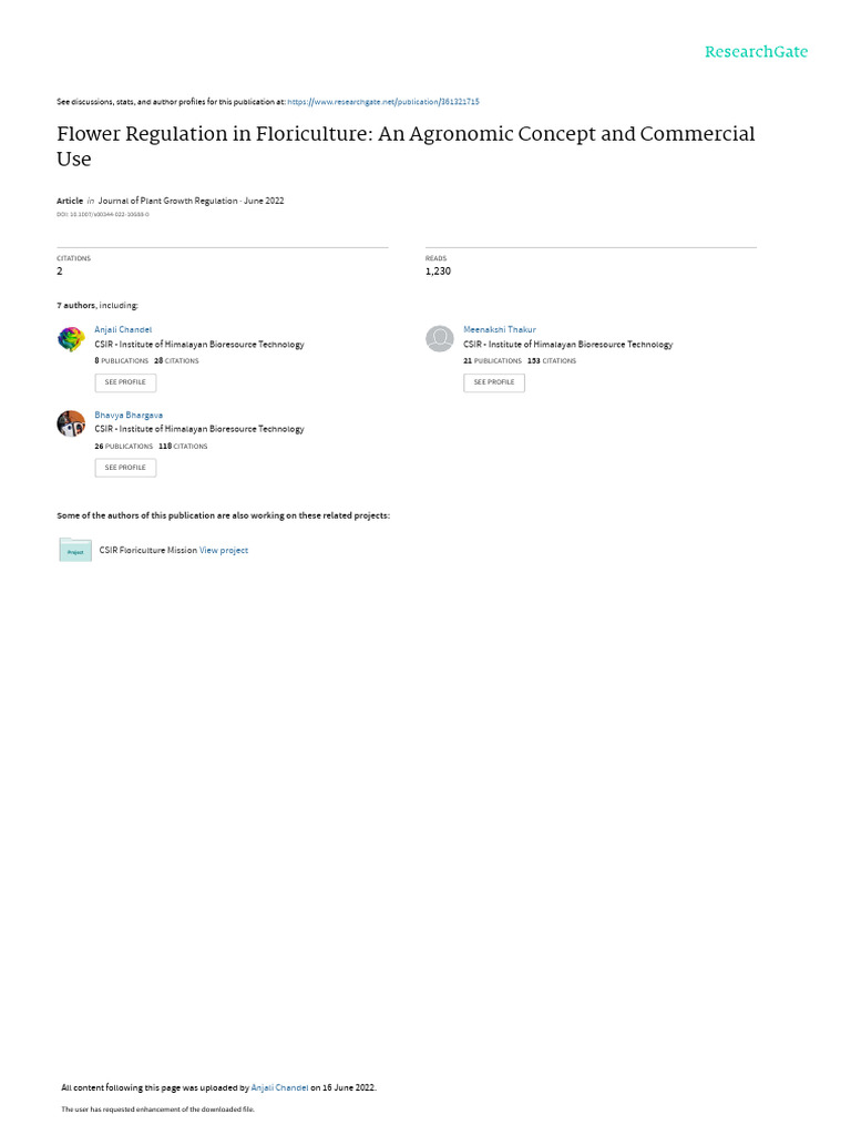 Chandel2022 Article FlowerRegulationInFloriculture | PDF | Plant ...