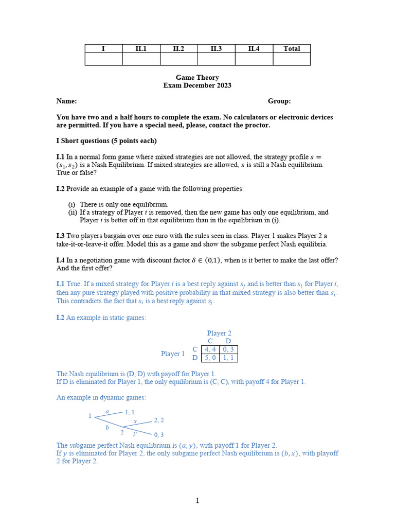Game Theory Exam December 2023 | PDF | Systems Theory | Mathematical ...